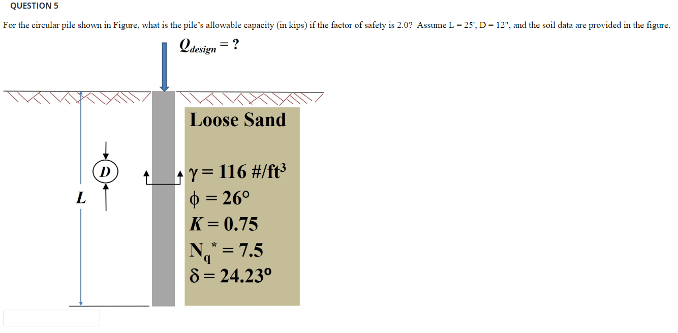 Solved QUESTION 5 For the circular pile shown in Figure, | Chegg.com
