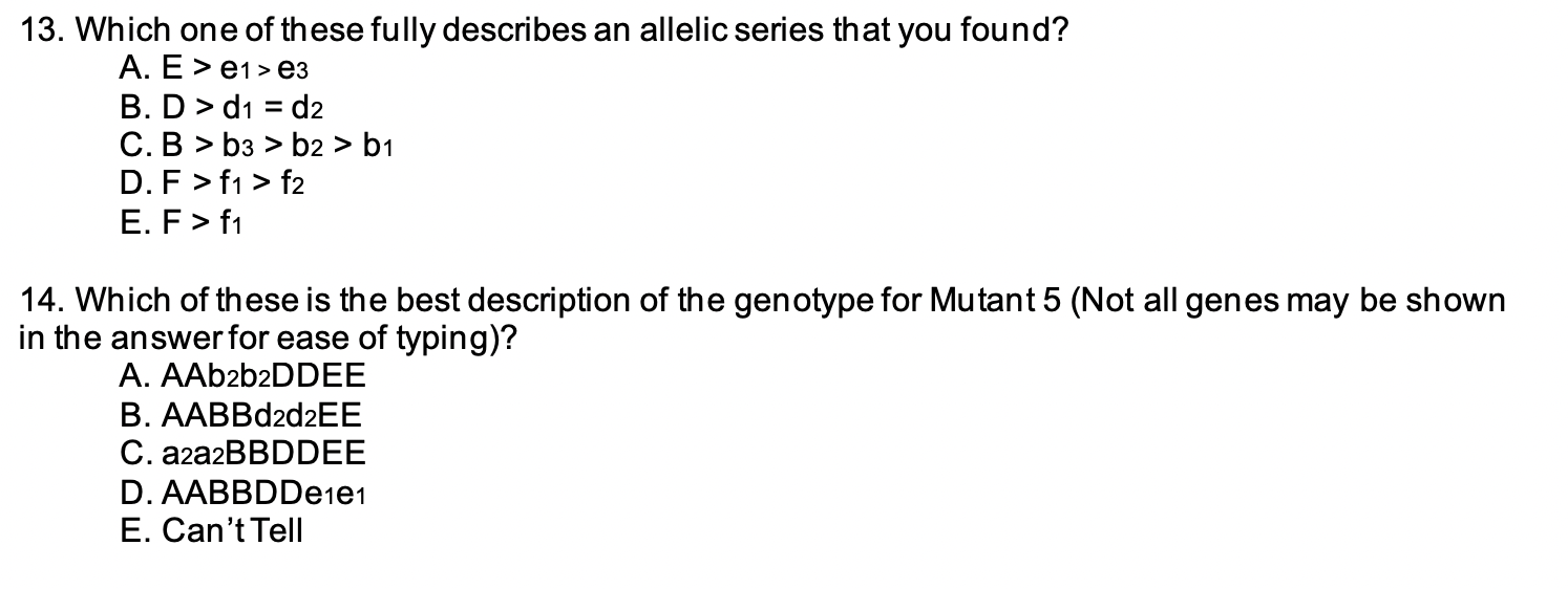 Solved 13. Which one of these fully describes an allelic | Chegg.com