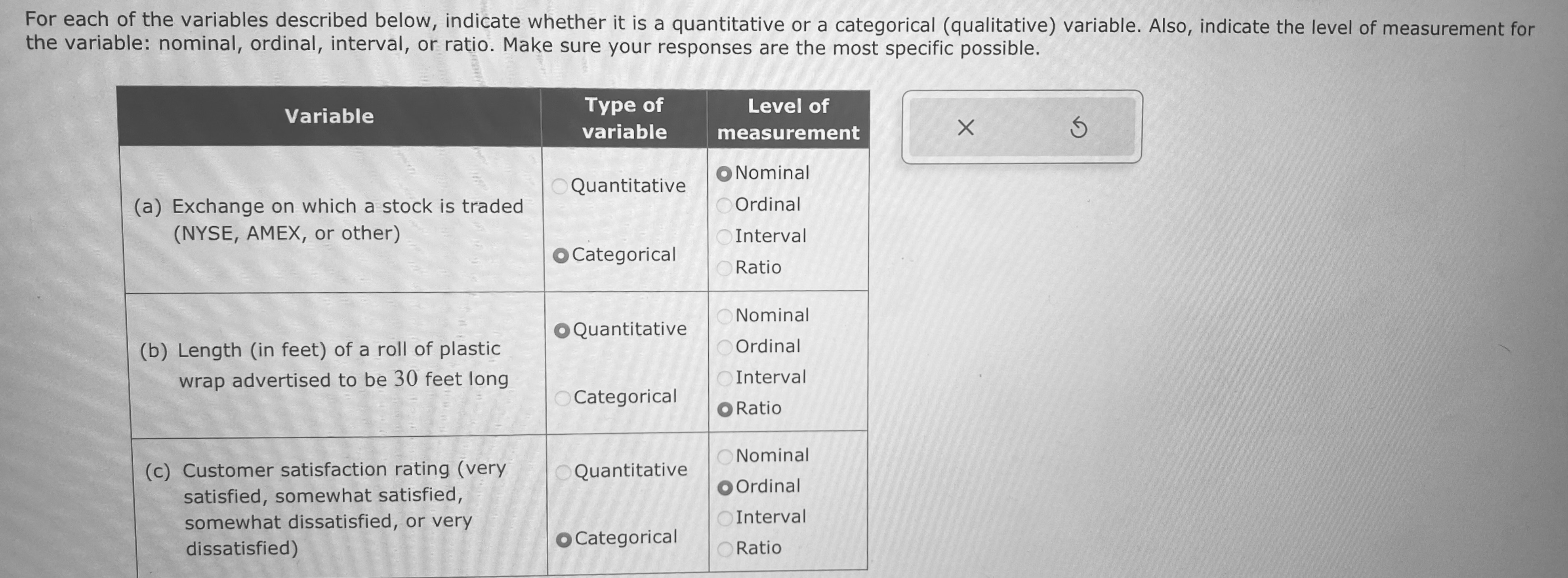 Solved For each of the variables described below, indicate | Chegg.com