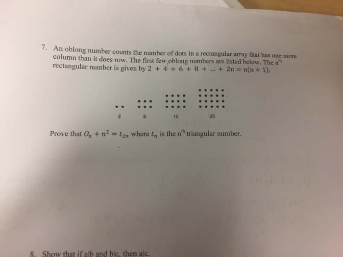 Solved An oblong number counts the number of dots in a | Chegg.com