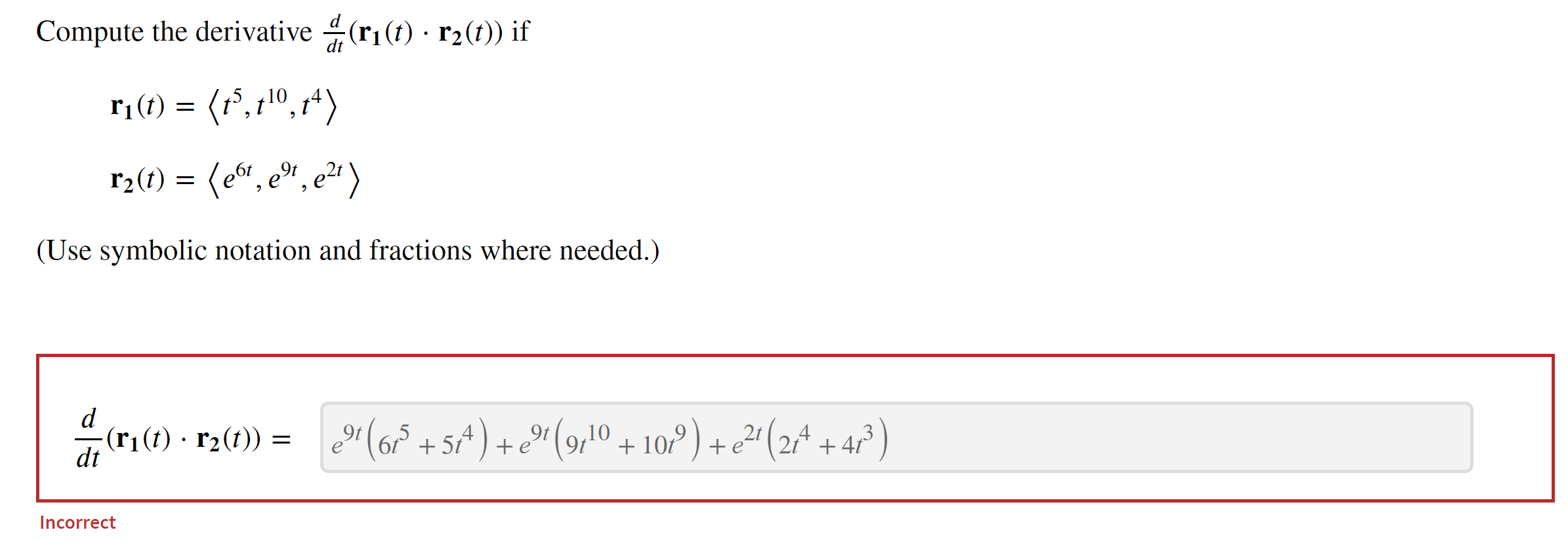 Solved Compute the derivative dtd(r1(t)⋅r2(t)) if | Chegg.com