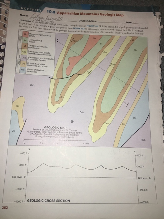 Solved ACTIVITY 10.8 Appalachian Mountains Geologic Map | Chegg.com