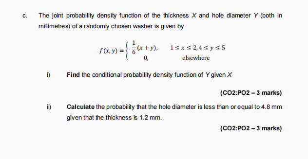 Solved C. The joint probability density function of the | Chegg.com
