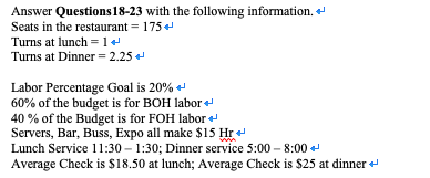 Solved Answer Questions 18-23 with the following | Chegg.com