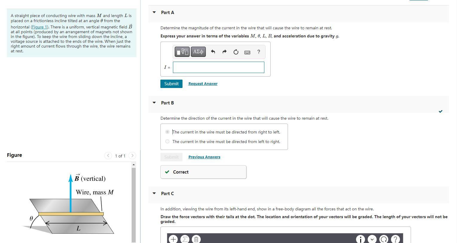 Solved A straight piece of conducting wire with mass M and | Chegg.com