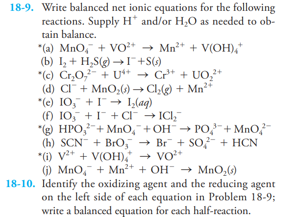 Solved 18-9. Write balanced net ionic equations for the | Chegg.com