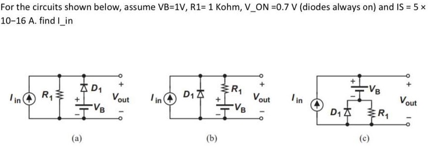 Solved For the circuits shown below, assume VB=1V, R1 =1 | Chegg.com