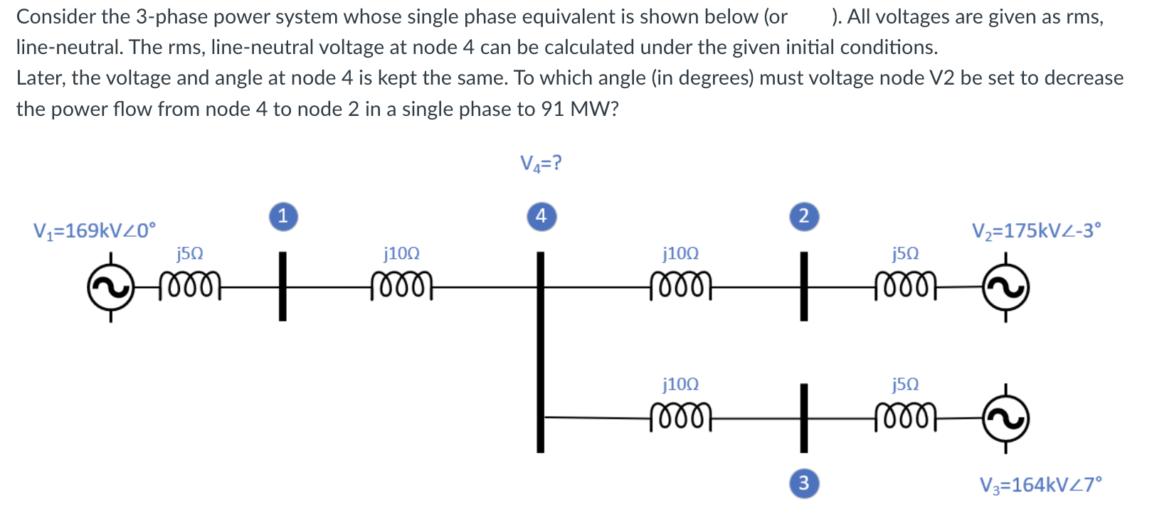 Solved Consider the 3-phase power system whose single phase | Chegg.com
