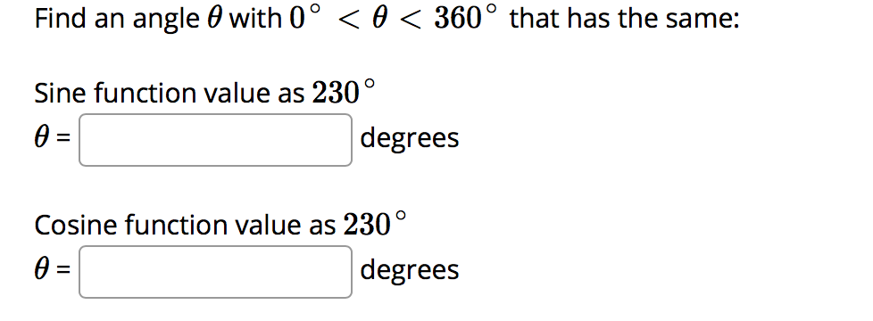 Solved Find an angle A with 0°