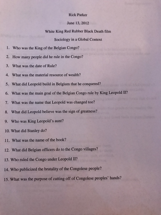 Solved Rick Parker June 13, 2012 White King Red Rubber Black | Chegg.com