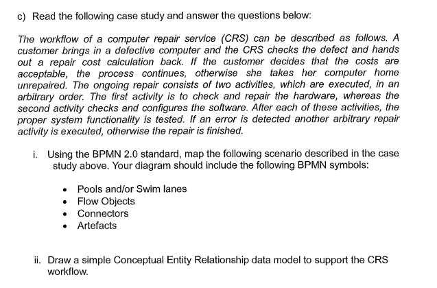 Solved c) Read the following case study and answer the | Chegg.com
