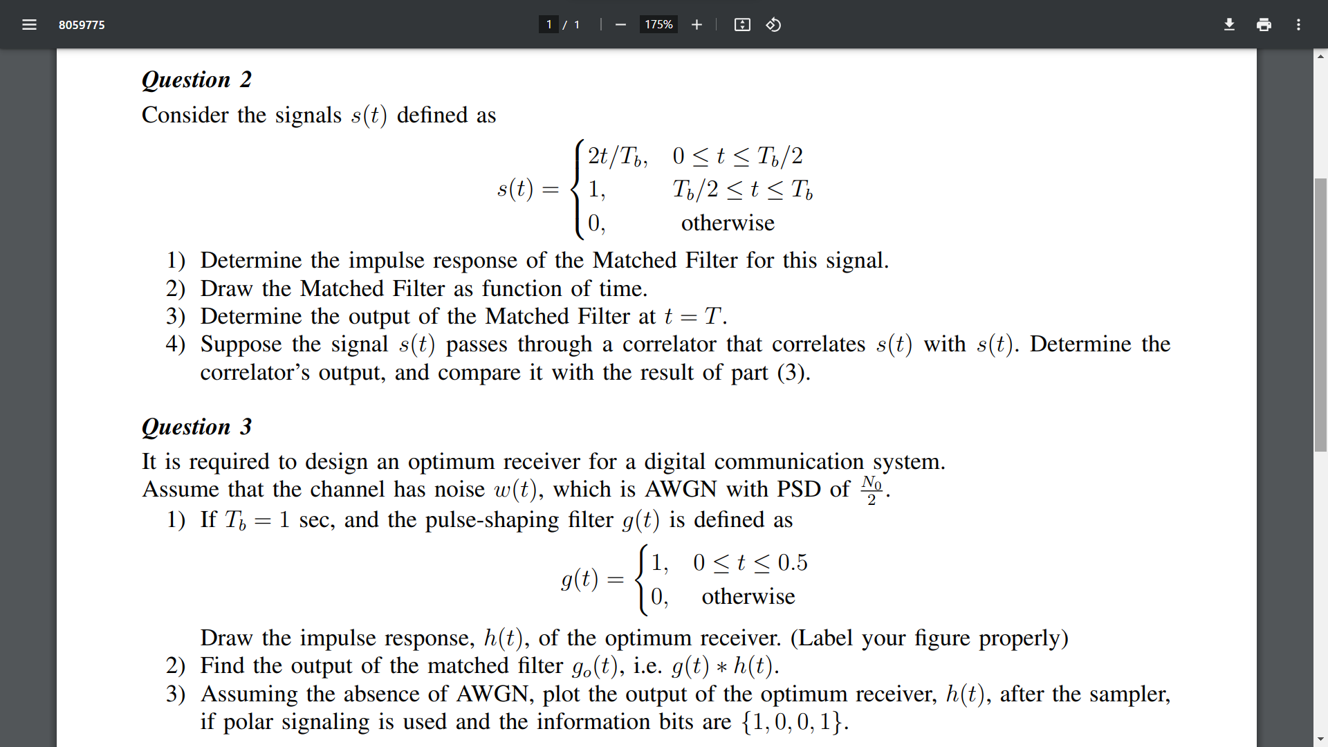Solved Consider the signals s(t) defined as | Chegg.com