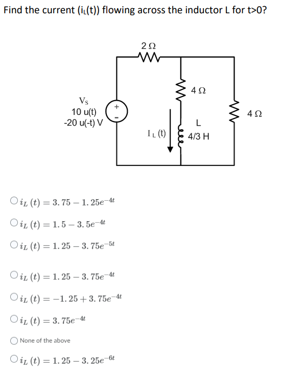 Solved Find the current (i.(t)) flowing across the inductor | Chegg.com