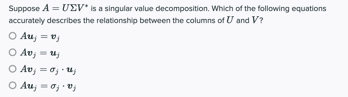 Solved Suppose A Uev Is A Singular Value Decomposition Chegg