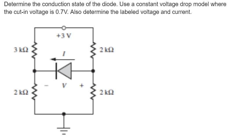 Solved Determine the conduction state of the diode. Use a | Chegg.com