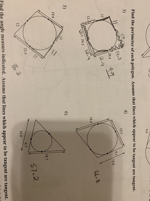 Solved 9.6 Find the perimeter of each polygon. Assume that | Chegg.com