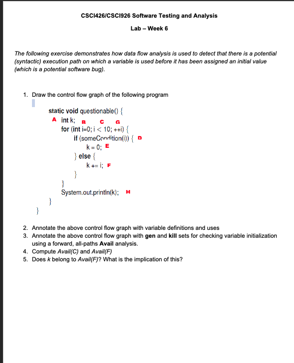 Solved CSC1426/CSC1926 Software Testing and Analysis Lab - | Chegg.com