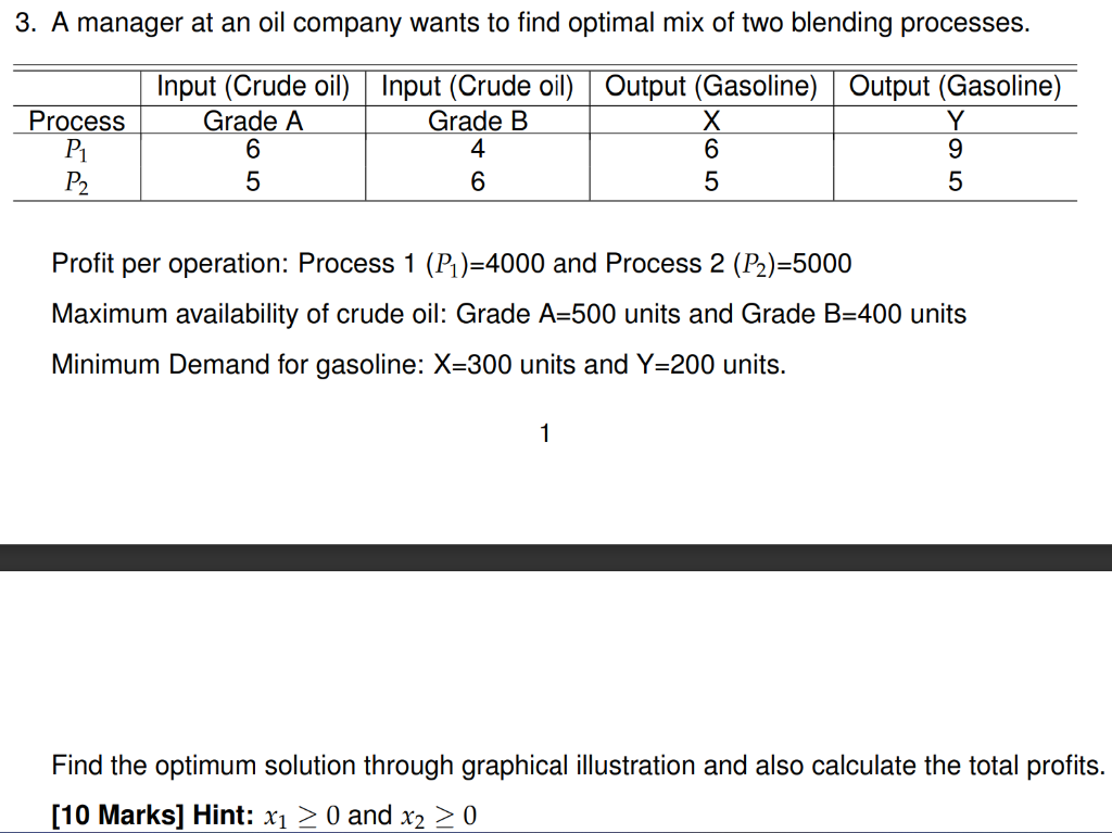 Solved 3. A manager at an oil company wants to find optimal | Chegg.com
