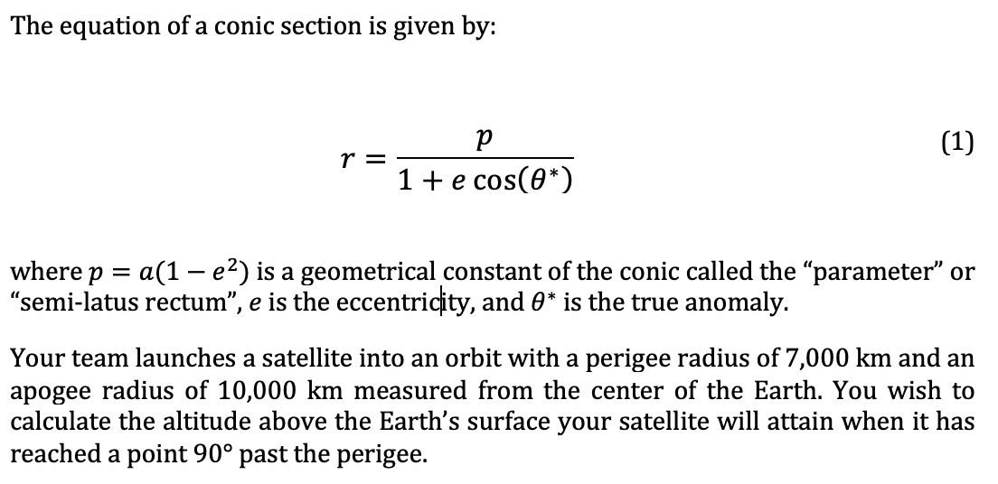 Solved The equation of a conic section is given by: (1) p= | Chegg.com