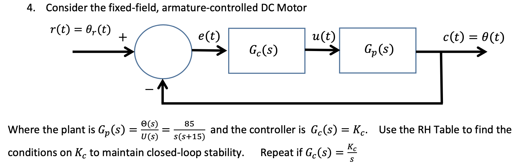 Solved 4. Consider the fixed-field, armature-controlled DC | Chegg.com