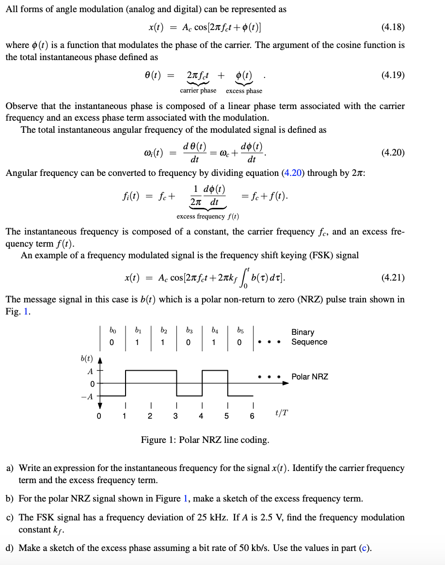 Solved = All forms of angle modulation (analog and digital) | Chegg.com