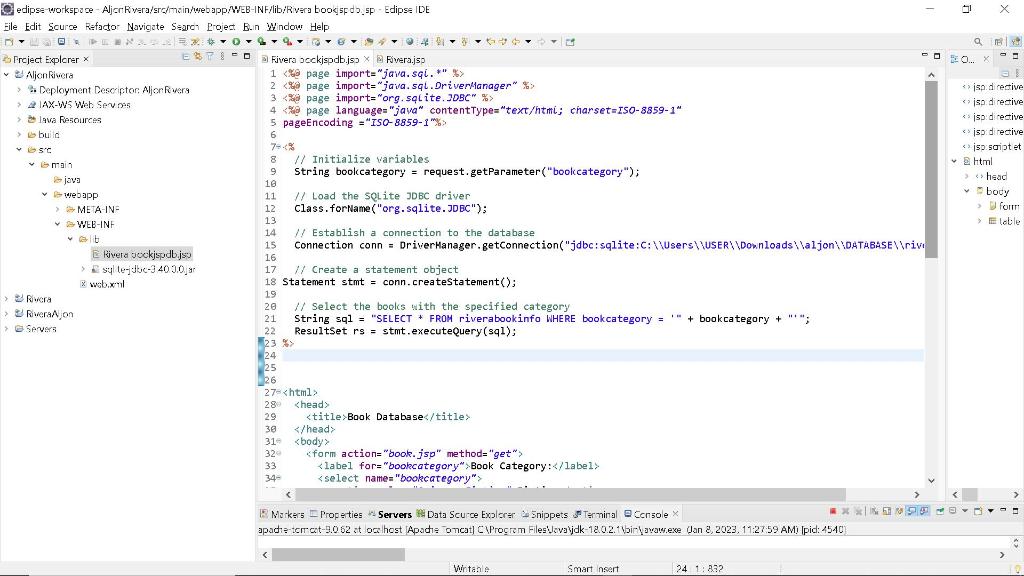 Solved JSP linking to SQLITE database. Problem: If I run it | Chegg.com