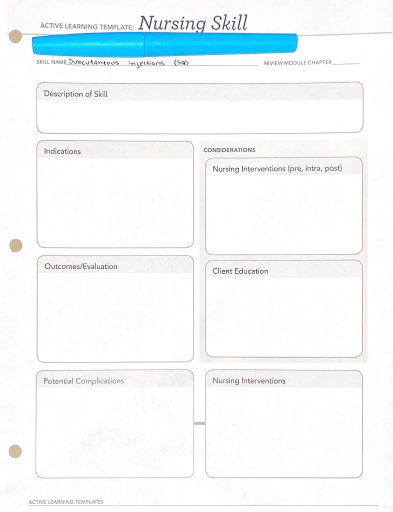 Solved ACTIVE LEARNING TEMPLATE: Nursing Skill SKILL NAME | Chegg.com