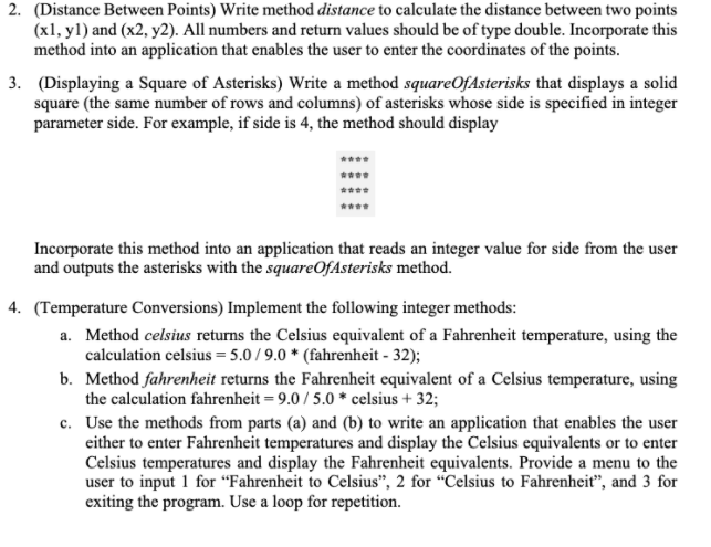 Solved 2. (Distance Between Points) Write method distance to | Chegg.com
