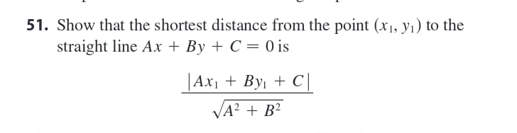 Solved 51. Show that the shortest distance from the point | Chegg.com