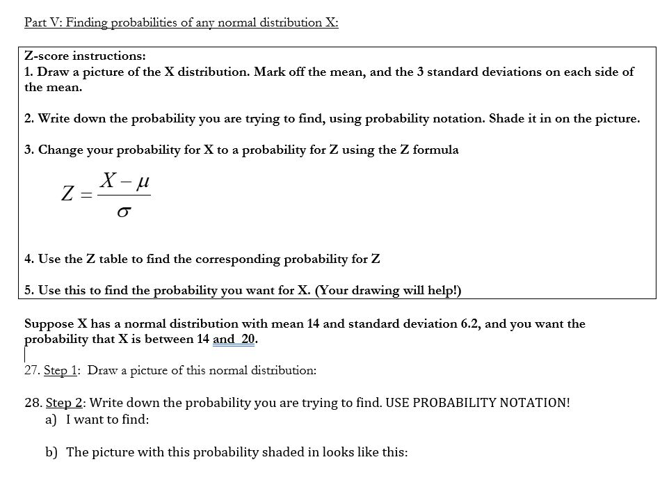 Solved Part V: Finding probabilities of any normal | Chegg.com