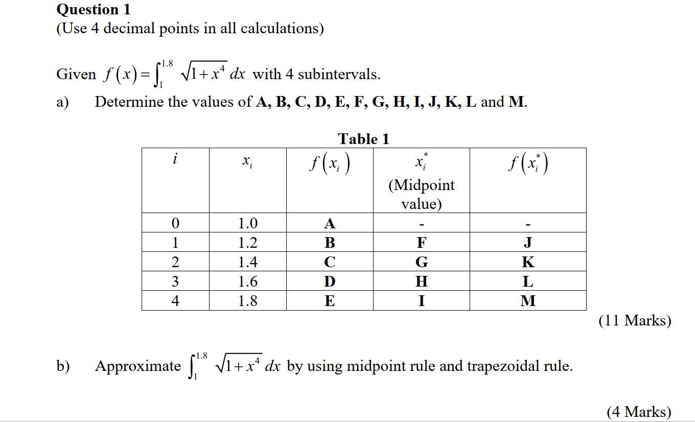 Solved Question 1 (Use 4 decimal points in all calculations) | Chegg.com