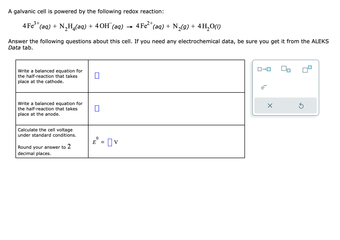 Solved A galvanic cell is powered by the following redox | Chegg.com
