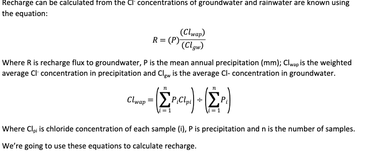 Solved Recharge can be calculated from the Cl concentrations | Chegg.com