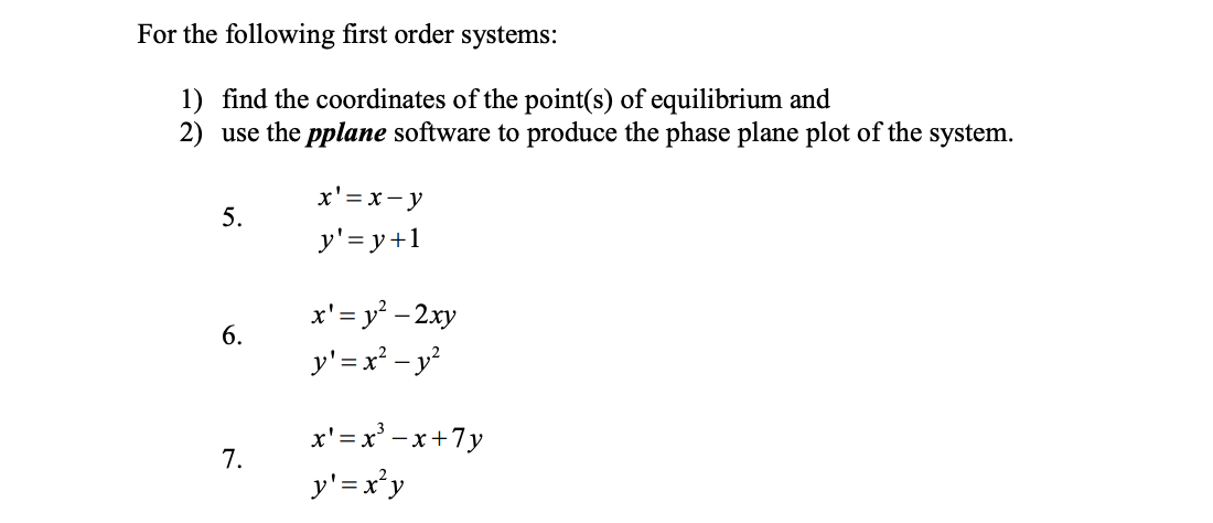 or the following first order systems: 1) find the | Chegg.com