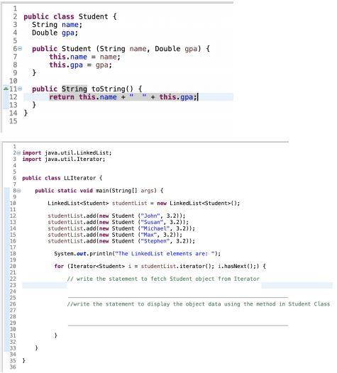 Solved JAVA LANGUAGE Given the following Student class and | Chegg.com