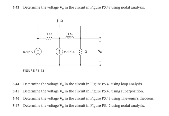 Solved 5.45 ﻿Determine the voltage \( \mathbf{V}_{0} \) ﻿in | Chegg.com