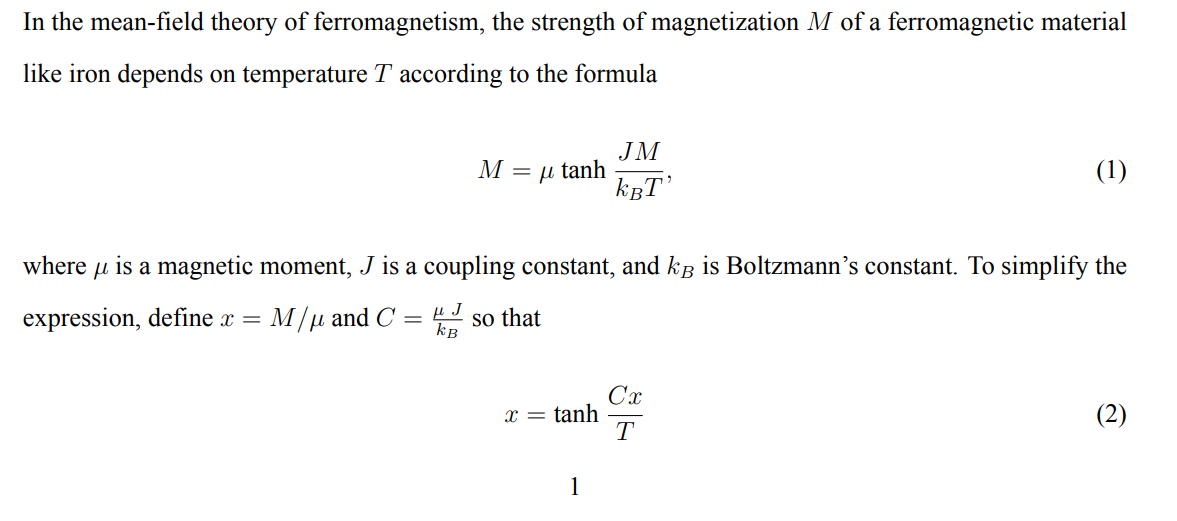 Solved In the mean-field theory of ferromagnetism, the | Chegg.com
