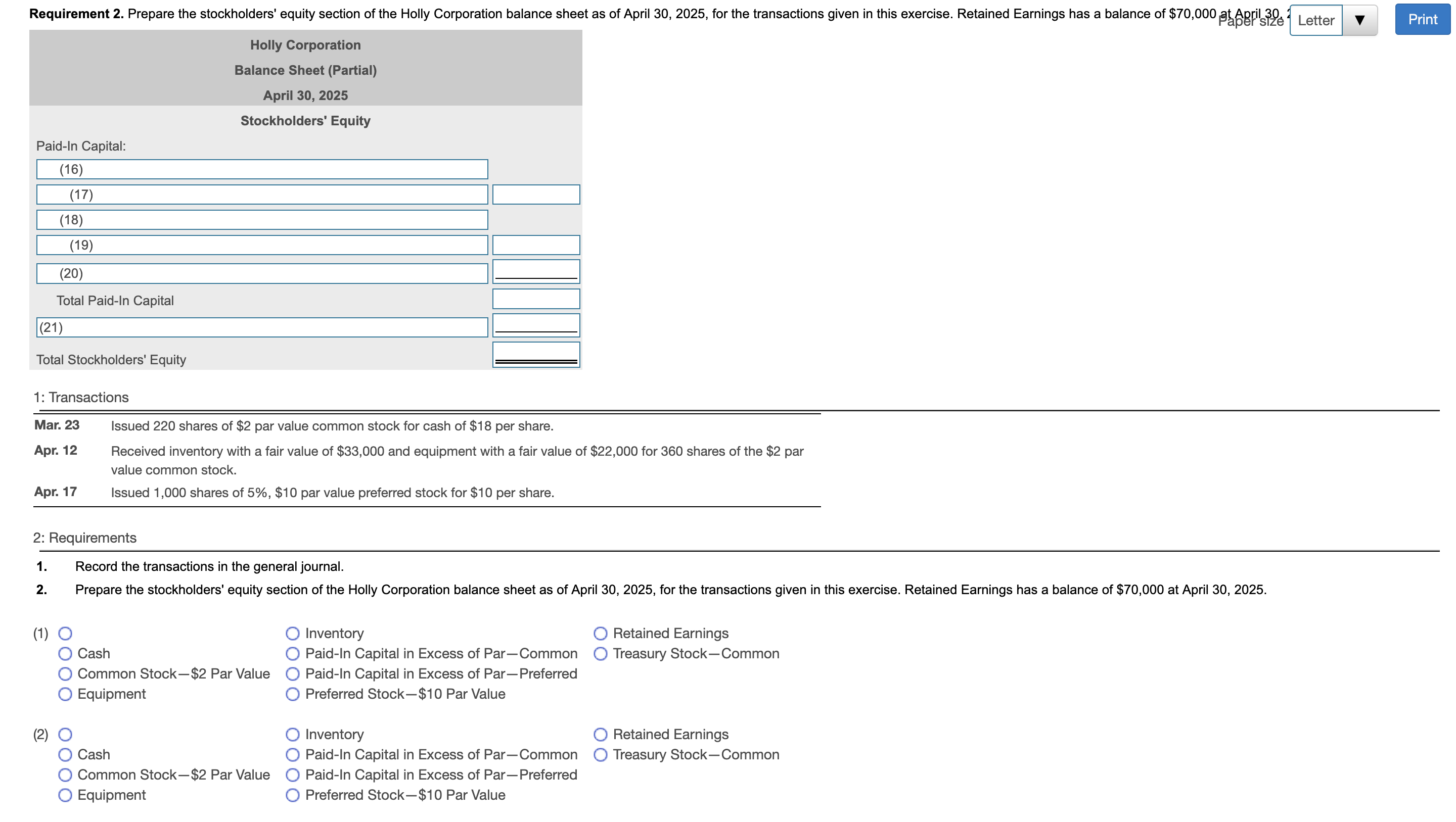 Solved View the transactions. 1 Read the requirements. 2 | Chegg.com