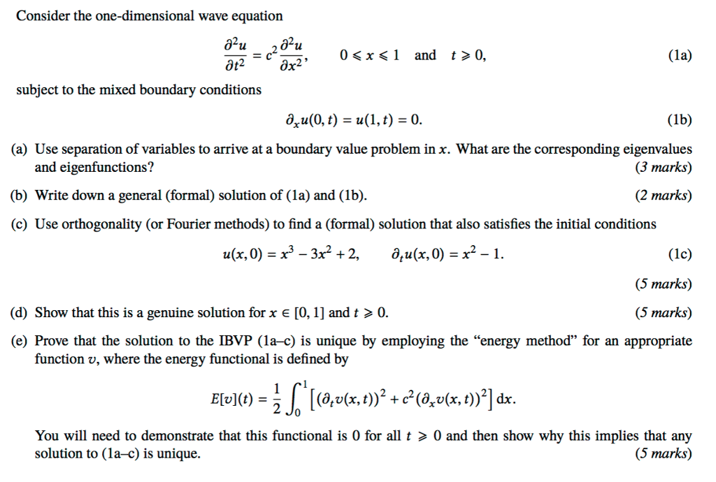 Solved Consider the one-dimensional wave equation lu 0 0, | Chegg.com
