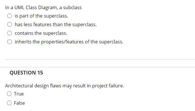 Solved In a UML Class Diagram, a subclass is part of the | Chegg.com