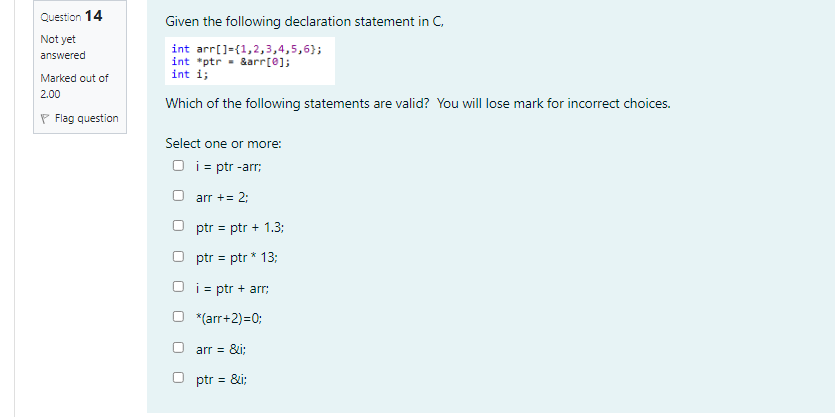 Solved Question 14 Not yet answered Marked out of 2.00 Given | Chegg.com