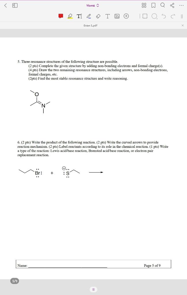 5. Three resonance structures of the following | Chegg.com