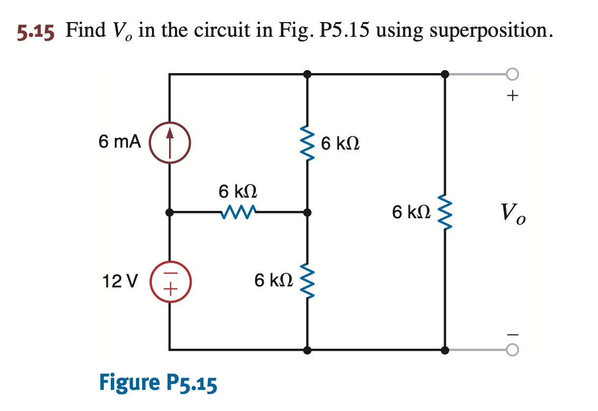 Solved 5.15 Find Vo in the circuit in Fig. P5.15 using | Chegg.com