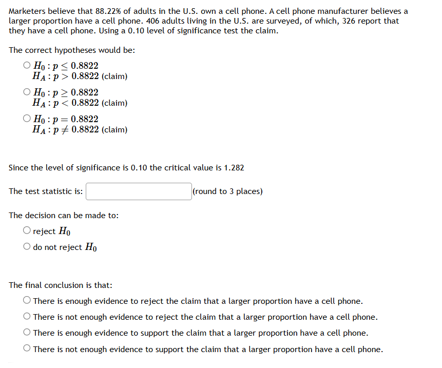 Solved Marketers believe that 88.22% of ﻿adults in ﻿the U.S. | Chegg.com