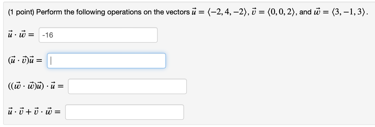 Solved Perform the following operations on the vectors | Chegg.com