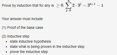 Solved 1 Prove by induction that for any n >0 2. 3= 3h+1 - | Chegg.com