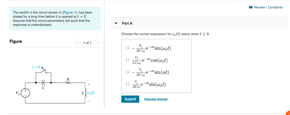 Solved Review Constants The switch in the circuit shown in | Chegg.com