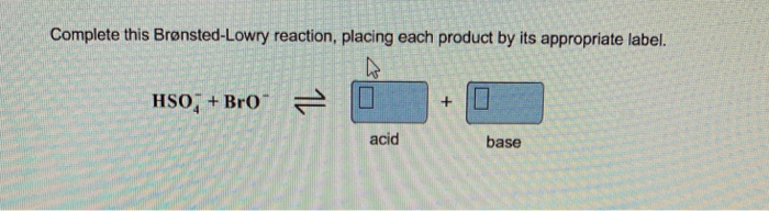 Solved complete this Bronsted-Lowry reaction, placing each | Chegg.com
