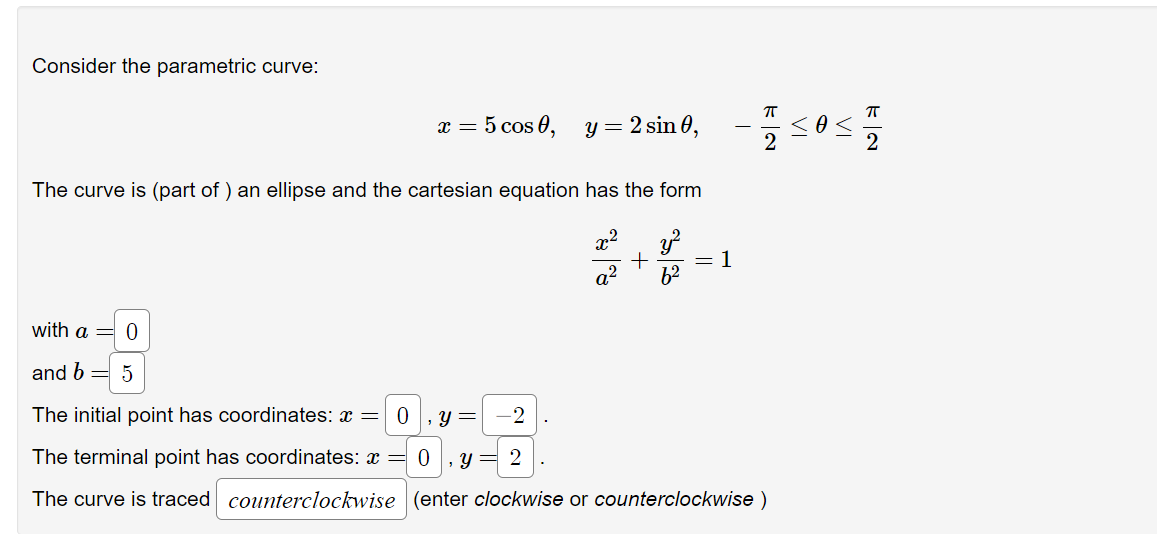 Solved Consider the parametric curve: | Chegg.com