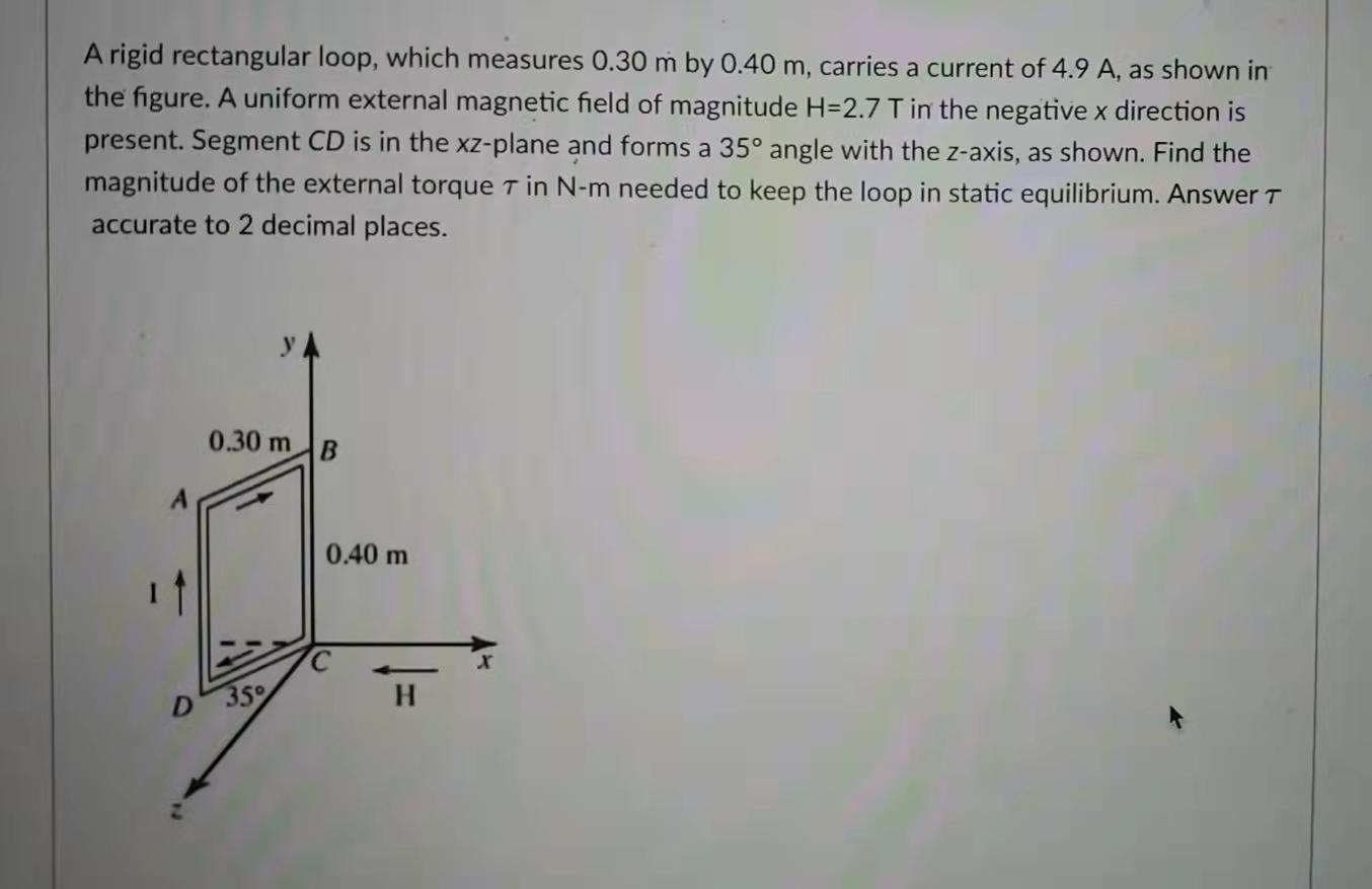 Solved A rigid rectangular loop, which measures 0.30 m by | Chegg.com